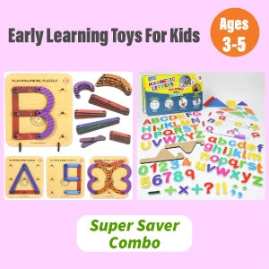 Early Learning ABC & Numbers Puzzle Bundle | Wooden & Magnetic Fun for ...